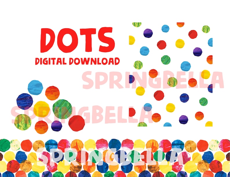 The Very Hungry Caterpillar Dots: Border & Individual Dots (digital ...