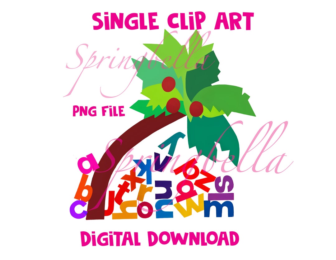 Chica Chica Boom Boom Coconut Tree With Letters Single Clip Art PNG ...