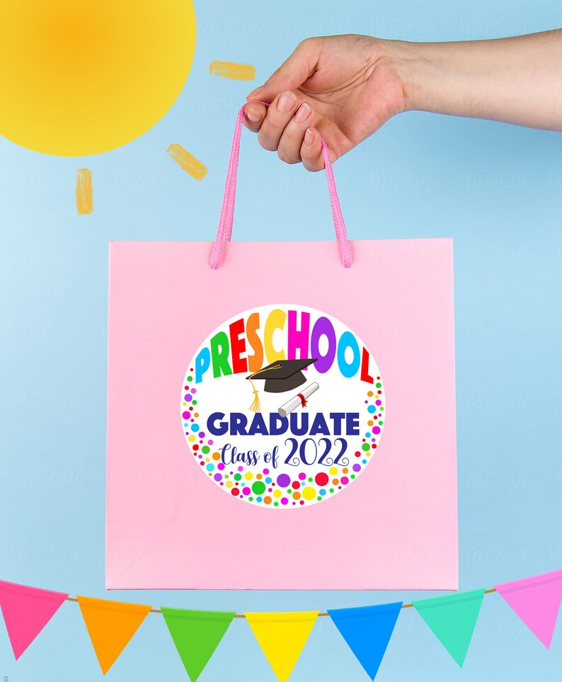 Preschool Graduate Round Vinyl Stickers Set of 12 Graduation - Etsy