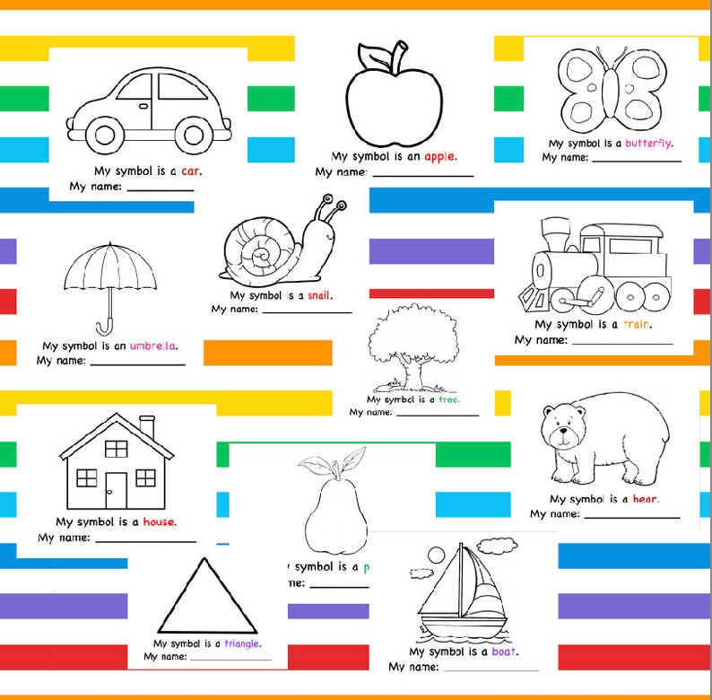 Preschool Symbols for Pre-k Daycare 21 Coloring Pages Digital Download ...