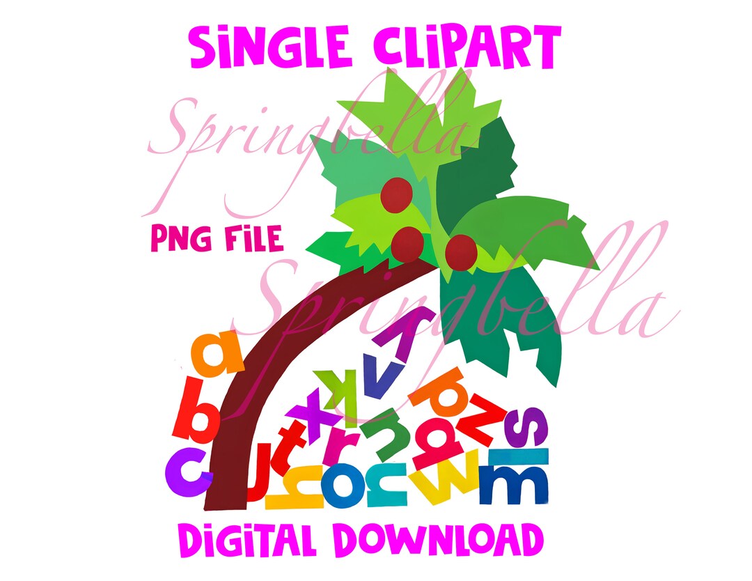 Chicka Chicka Boom Boom Coconut Tree With Letters Single Clip Art PNG ...