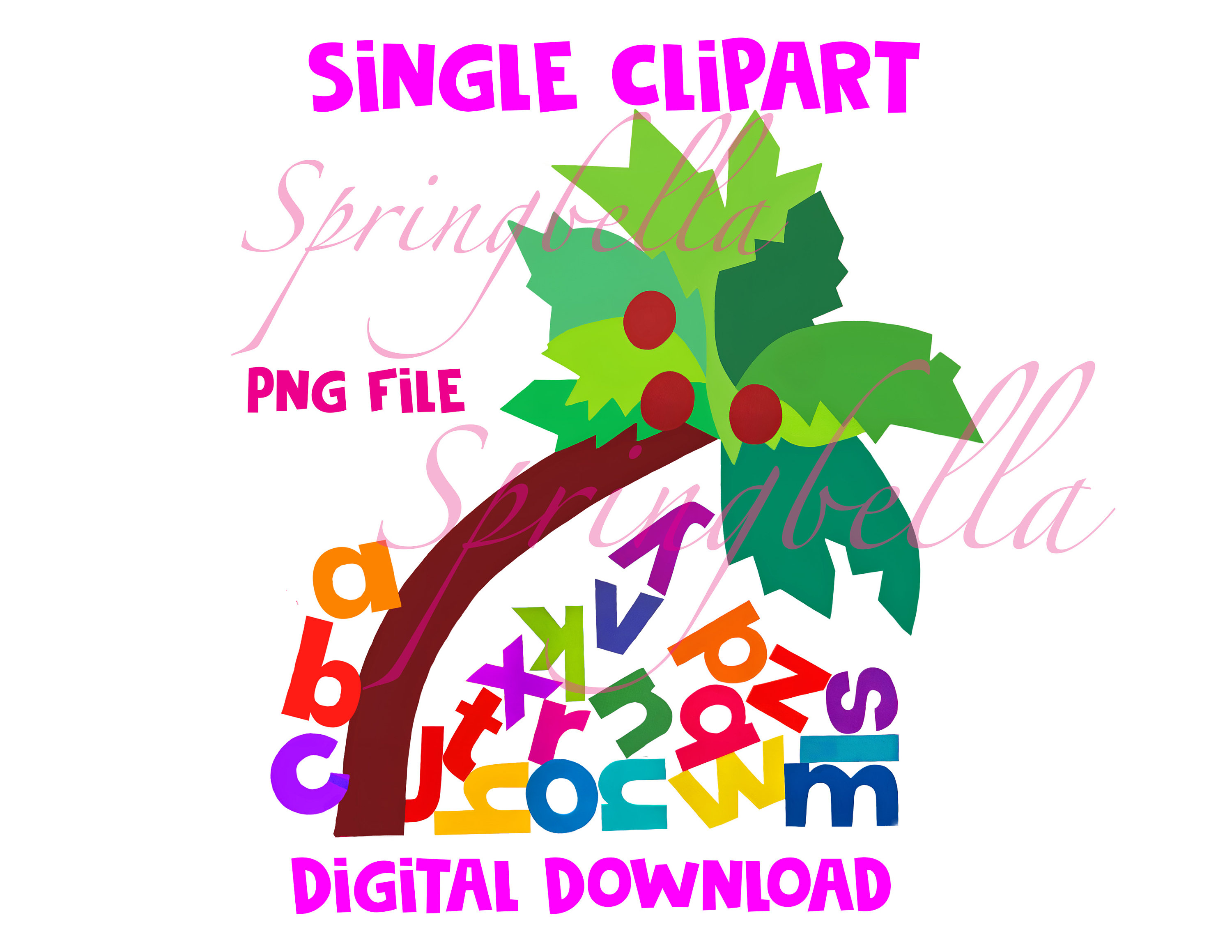 Chicka Chicka Boom Boom Clipart: Coconut Tree & Letters (PNG Digital ...