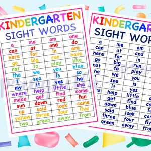 Kindergarten Printable Sight Words List and Flash Cards Digital ...