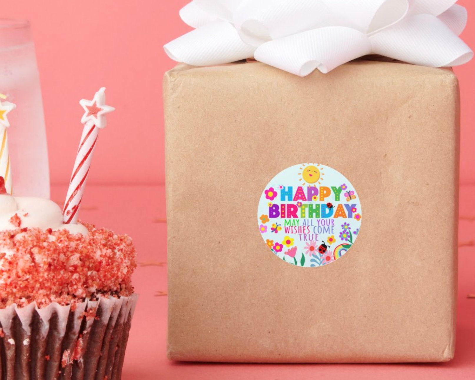 Happy Birthday Stickers Round and Square Holographic Vinyl Gifts Labels ...