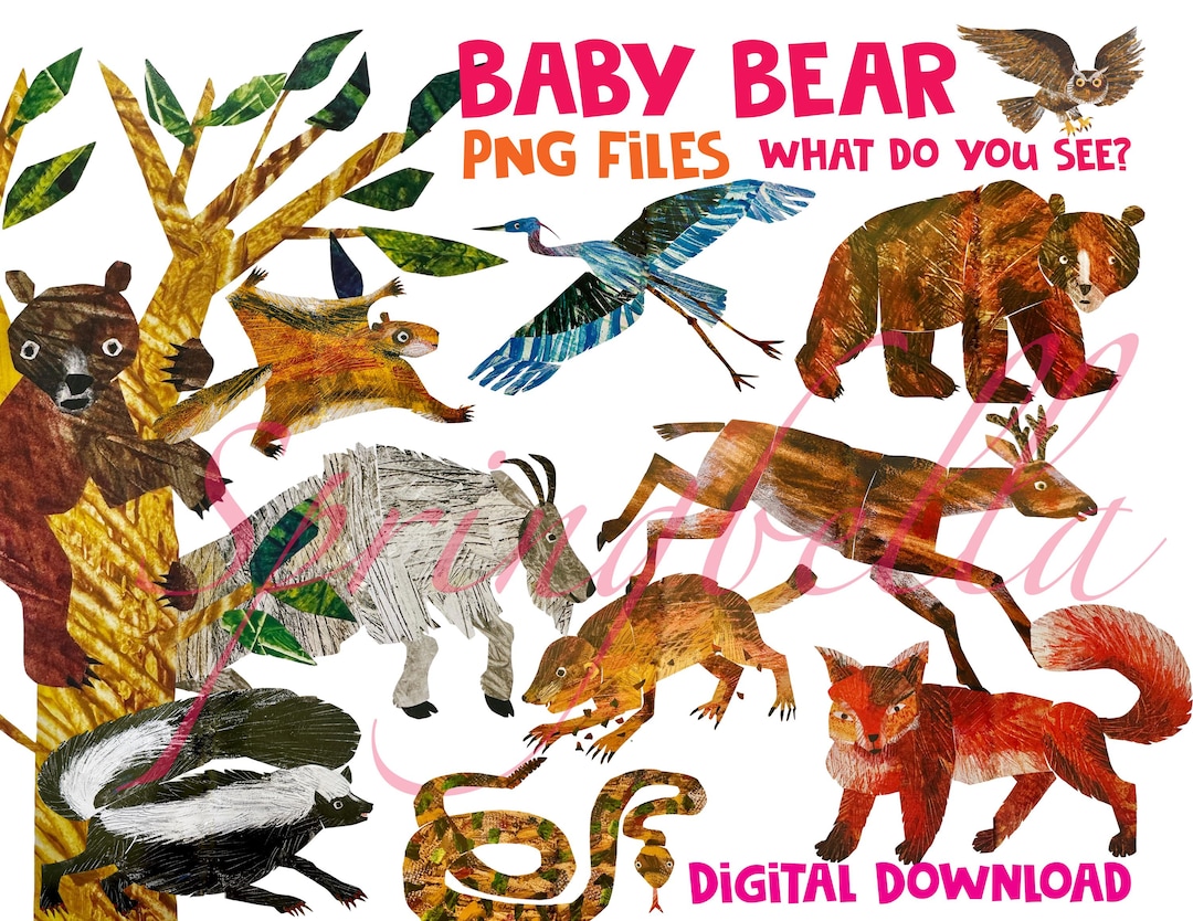 Baby Bear What Do You See Clipart Set PNG No Background Digital ...