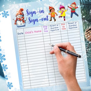 Winter Fun Sign In/out Form: Daycare, School, Childcare (digital ...