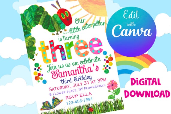 Invitaciones De Oruga Muy Hambrienta