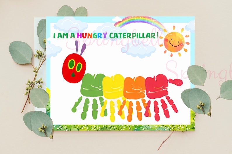 Caterpillar Handprint / Watercolor Art Printable Digital Download - Etsy