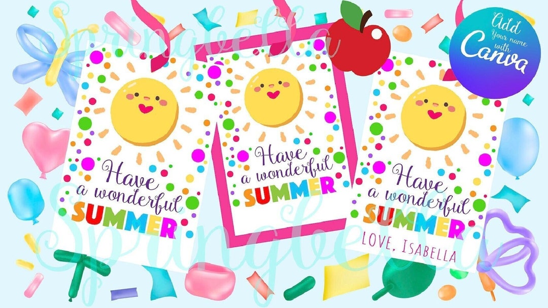 End of School Year SUMMER Gift Tag Digital Download Graduation Gift ...