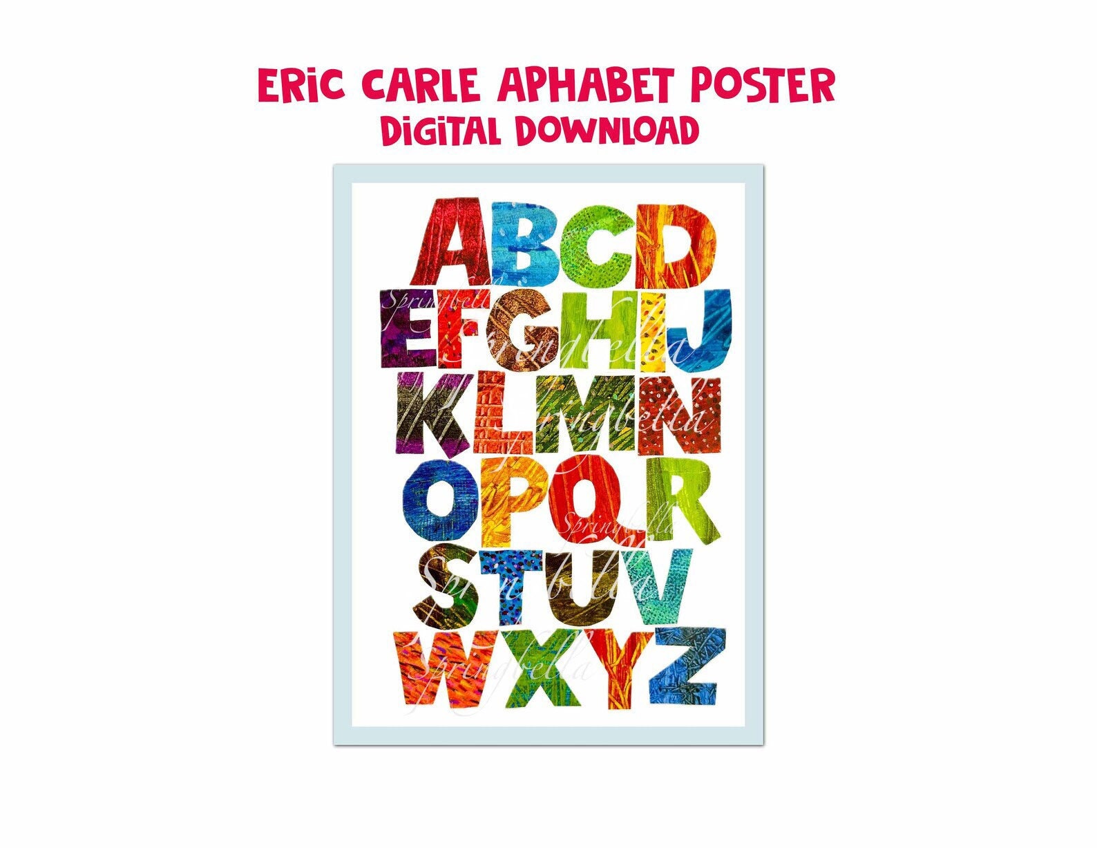 Alphabet Poster Wall Art Nursery Room Daycare Classroom Printable PDF ...