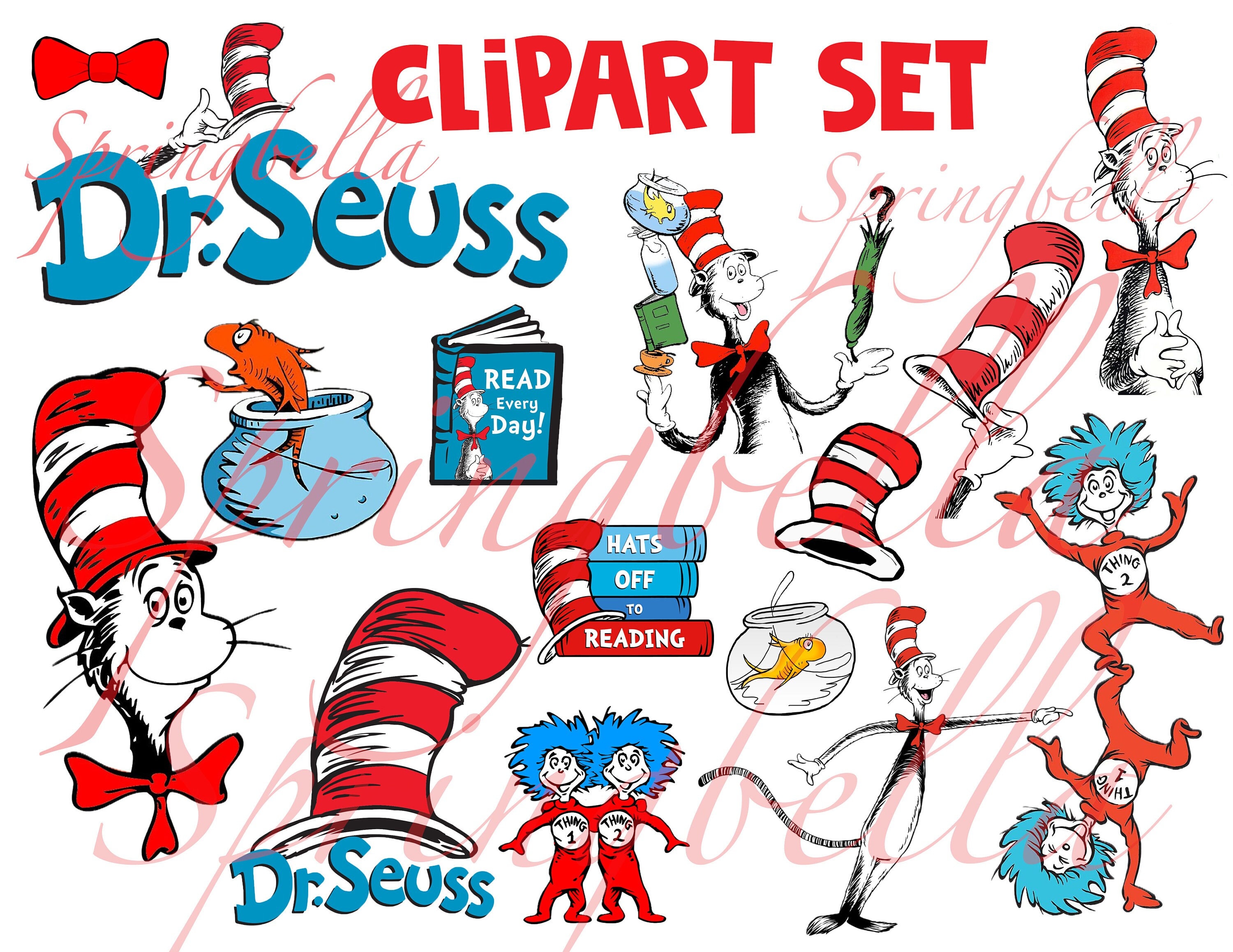 Dr. Suess Cat in the Hat Clipart PNG Digital Download - Etsy