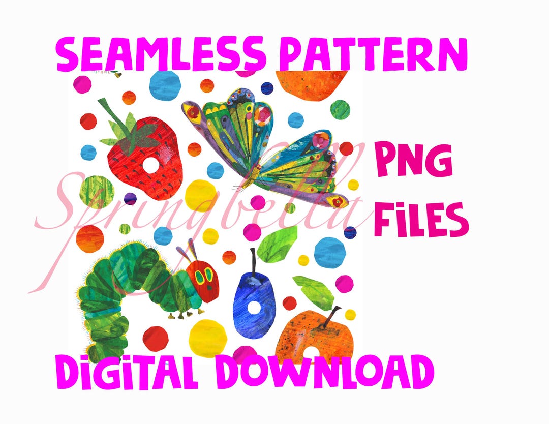 The Very Hungry Caterpillar Fruits Butterfly Seamless Pattern Digital ...