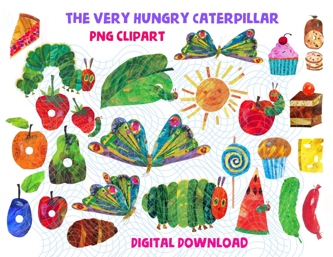 The Very Hungry Caterpillar Clipart Set Bundle Resizable PNG Files ...