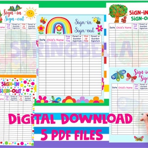 Sign In/out Form Bundle: Daycare, School, Childcare (PDF Files) Digital ...