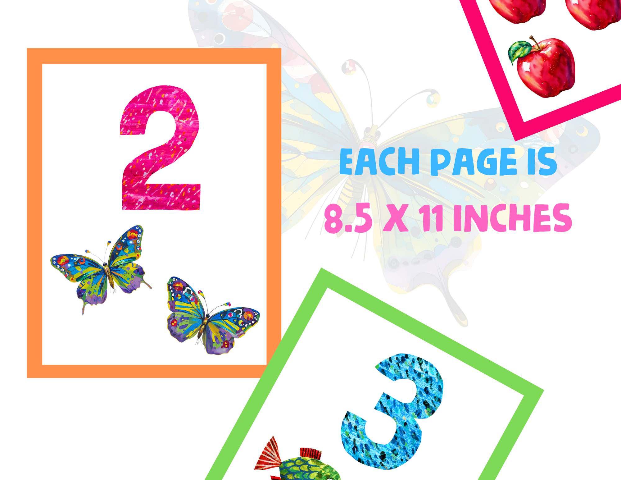 The Very Hungry Caterpillar Preschool Printable Numbers Flash Cards ...
