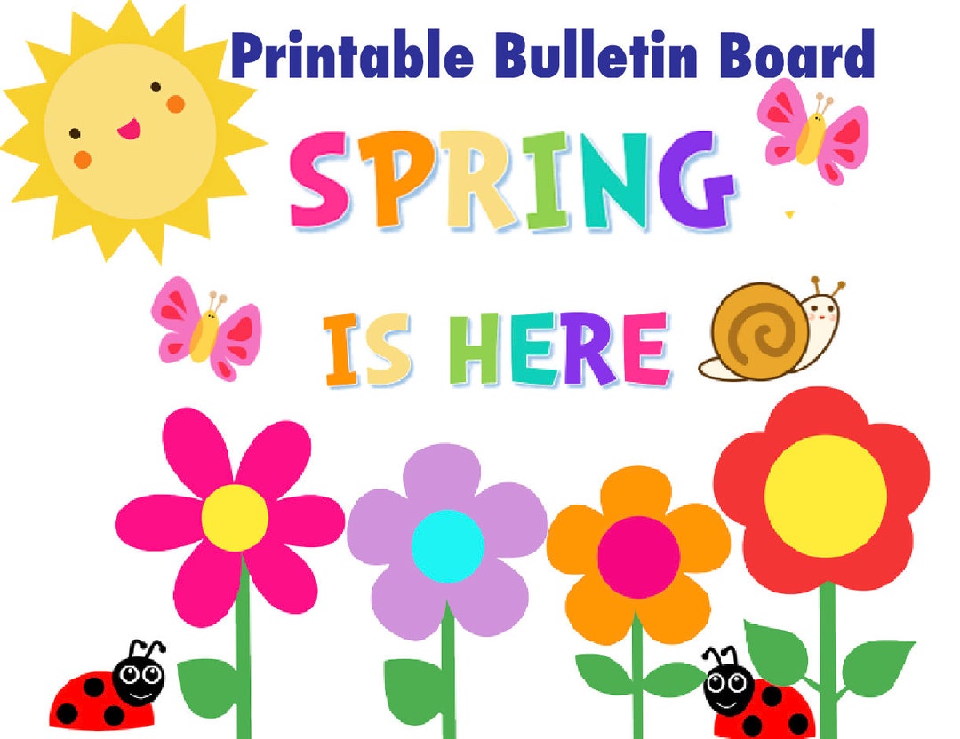 Printable SPRING IS HERE Bulletin Board Decor Digital Download Pdf File ...