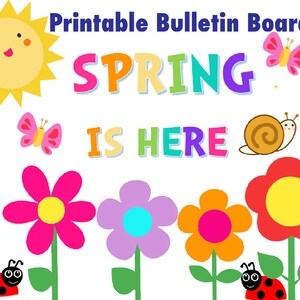 Printable SPRING IS HERE Bulletin Board Decor Digital Download Pdf File ...