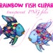 Rainbow Fish Clipart Set Transparent No Background PNG Files Digital ...