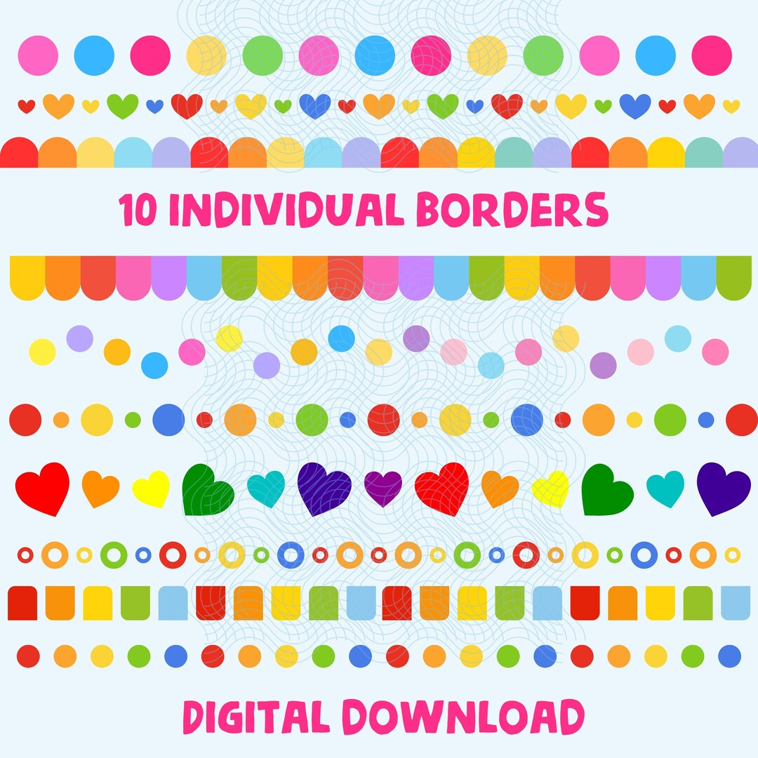 Colorful Borders 10 Individual PNG Files Digital Download - Etsy