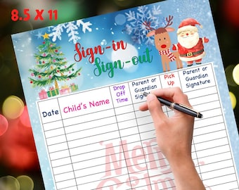 Christmas Sign in and Sign Out Sheet for Daycare (digital Download) - Etsy
