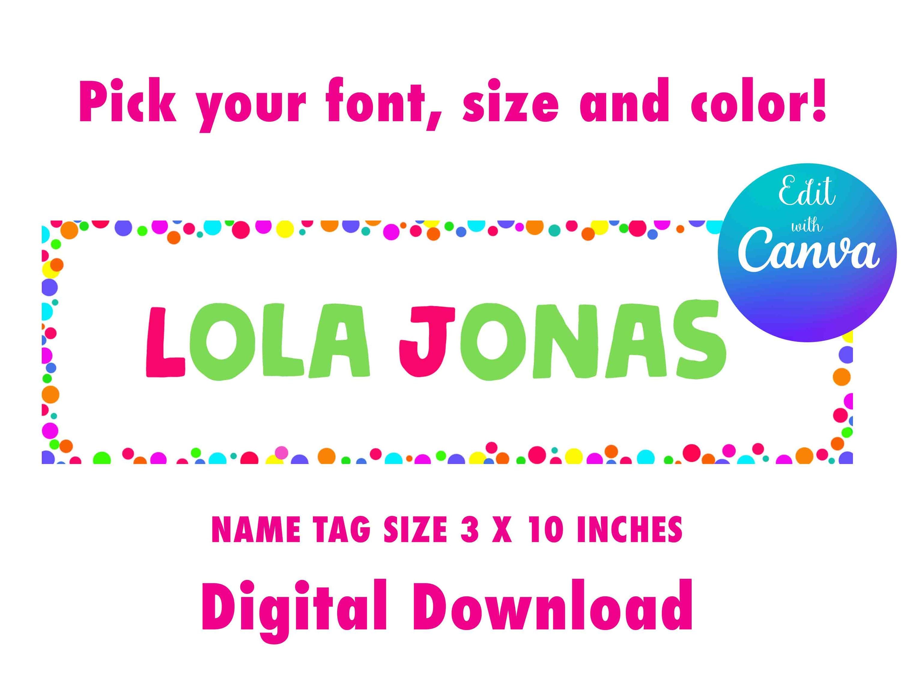 Editable Desk Name Tags in Canva DOTS Border Digital Download - Etsy