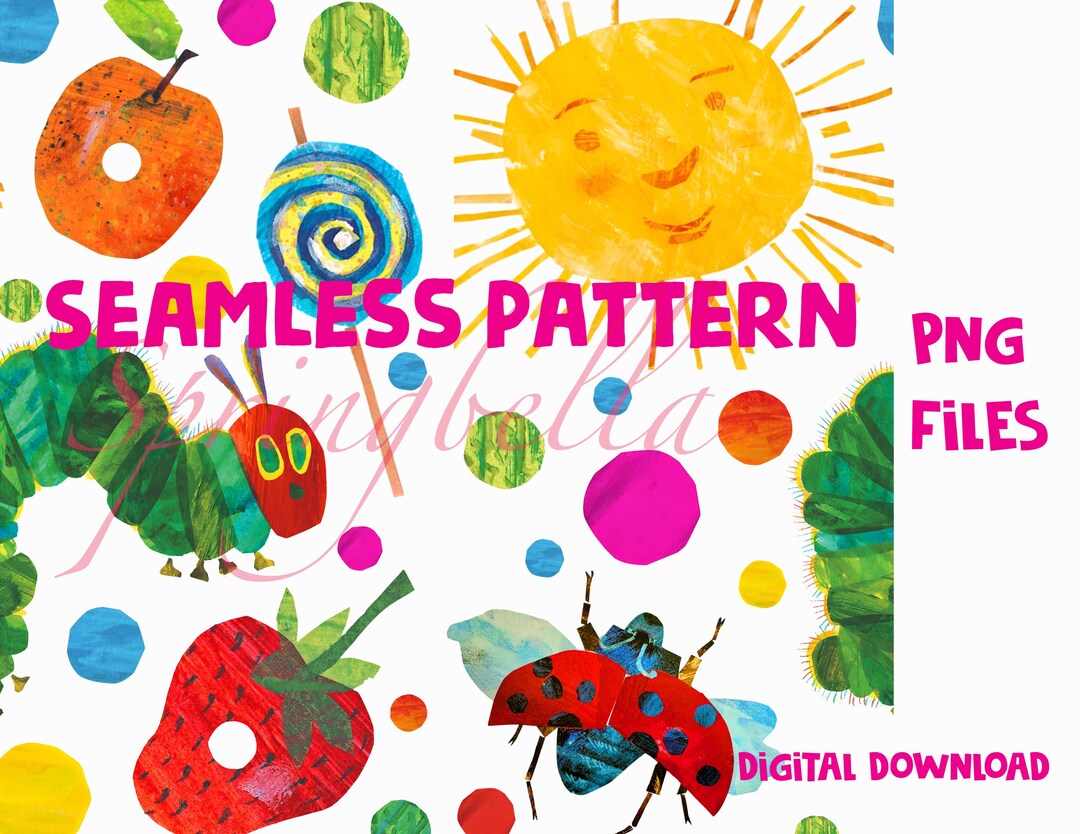 The Very Hungry Caterpillar, Ladybug, Sun, Fruits, Lollipop Seamless ...