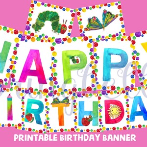 The Very Hungry Caterpillar Birthday Banner: Printable Party Decor (PDF ...