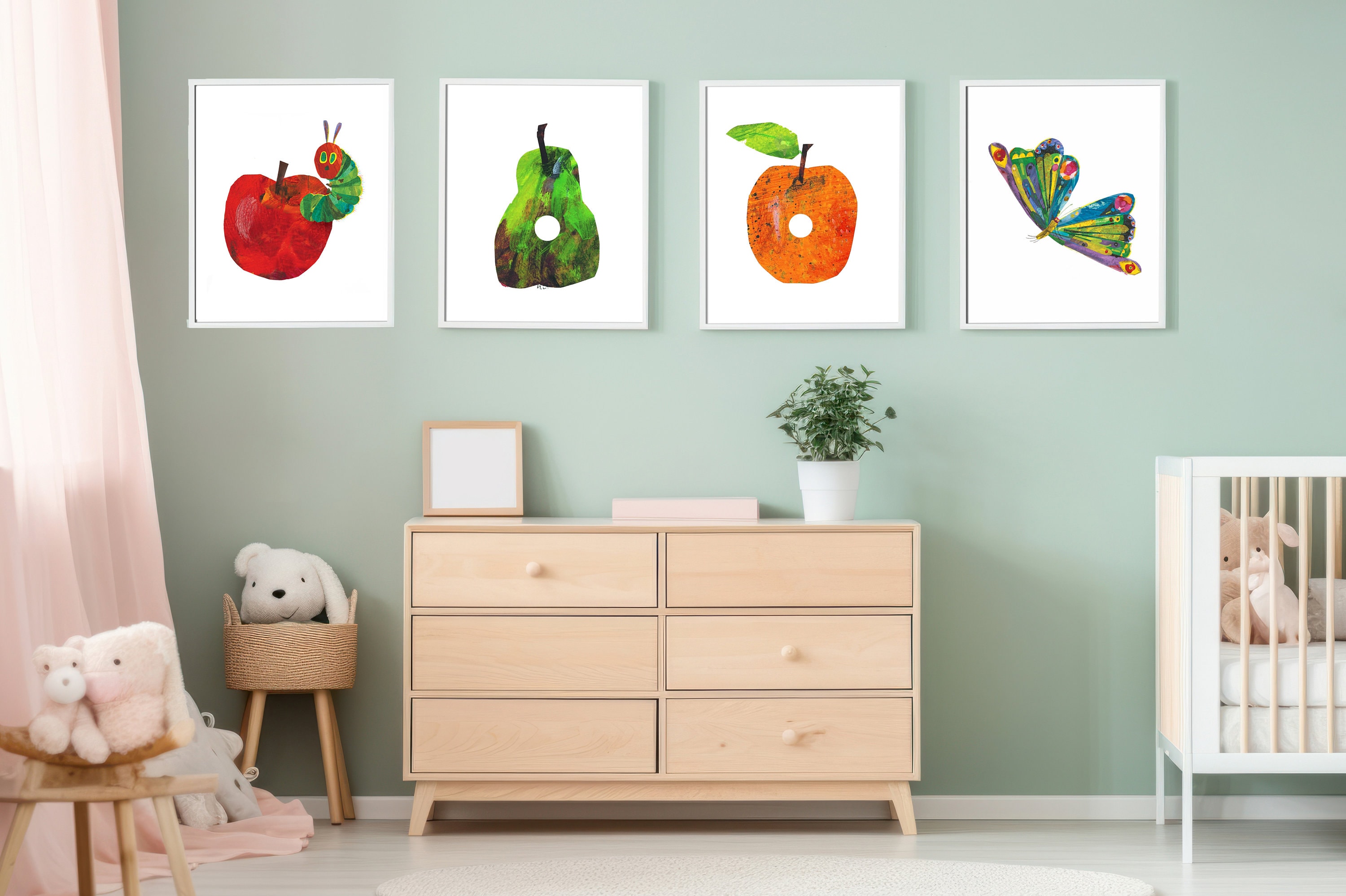 The Very Hungry Caterpillar Printable Wall Art Set of Four Nursery Baby ...