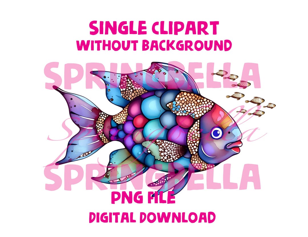 Rainbow Fish Inspired Clipart With No Background PNG Files Digital ...