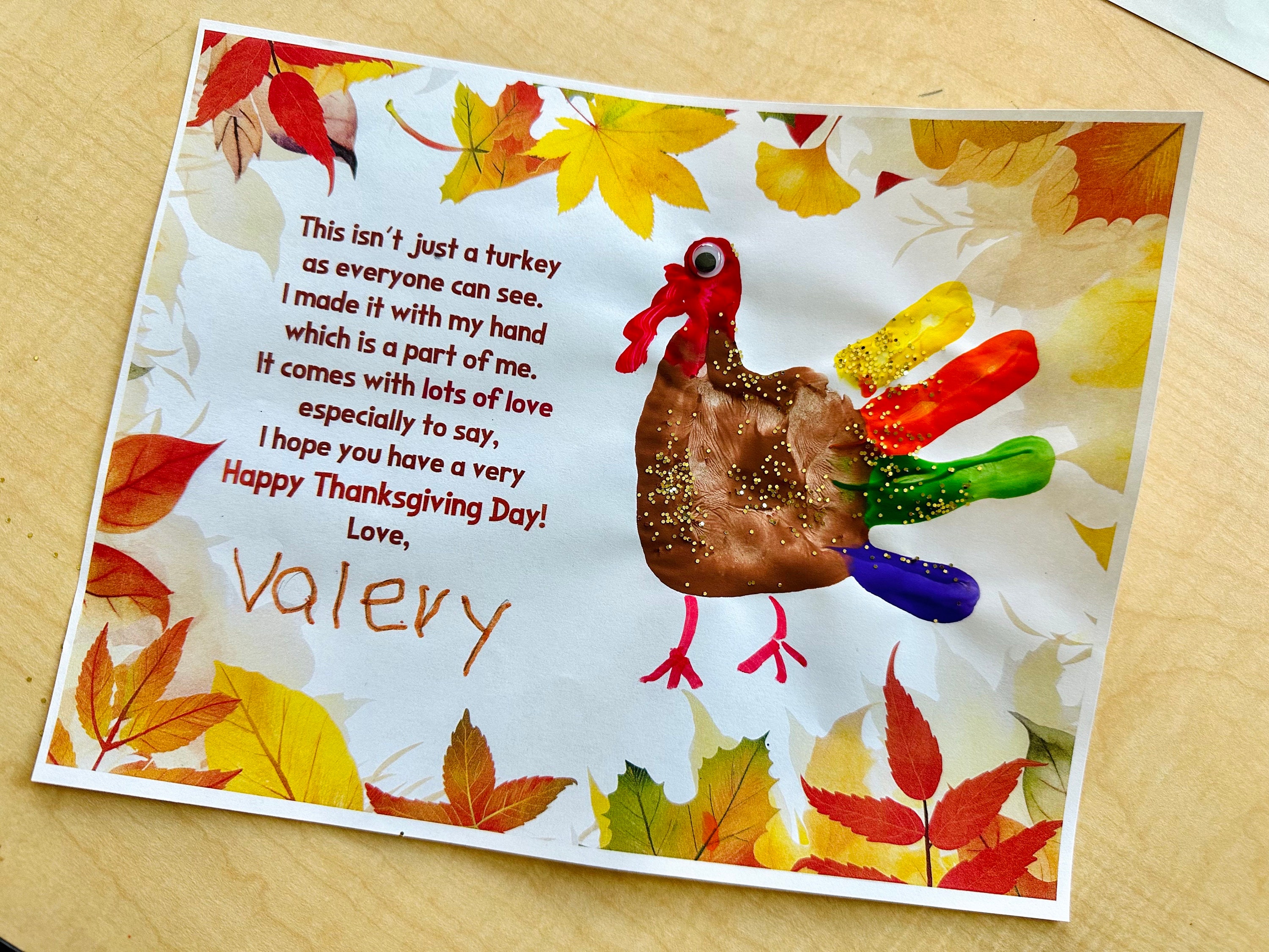 Thanksgiving Handprint Printable Art Turkey Template for Kids Digital ...