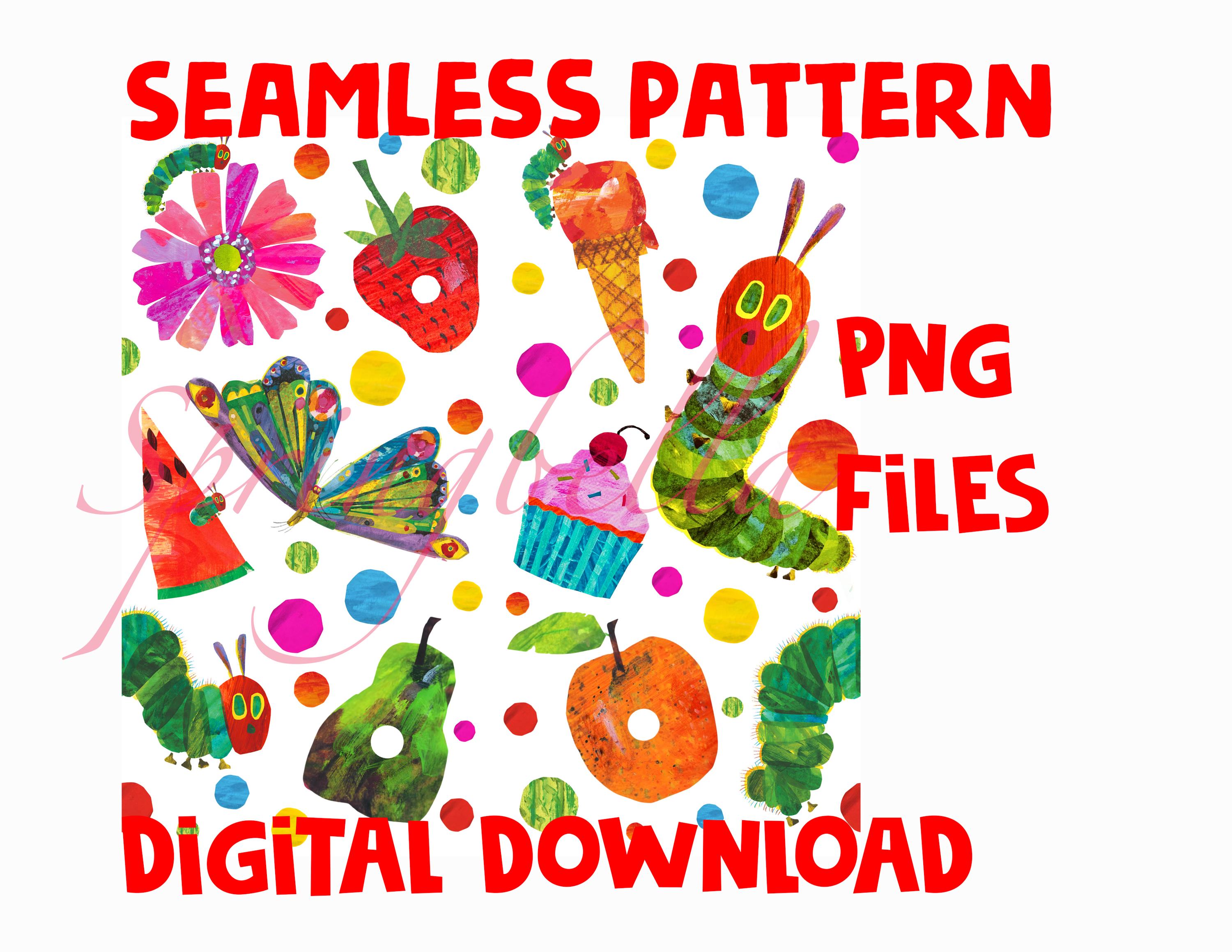 The Very Hungry Caterpillar Seamless Pattern: Vibrant Colors (digital ...