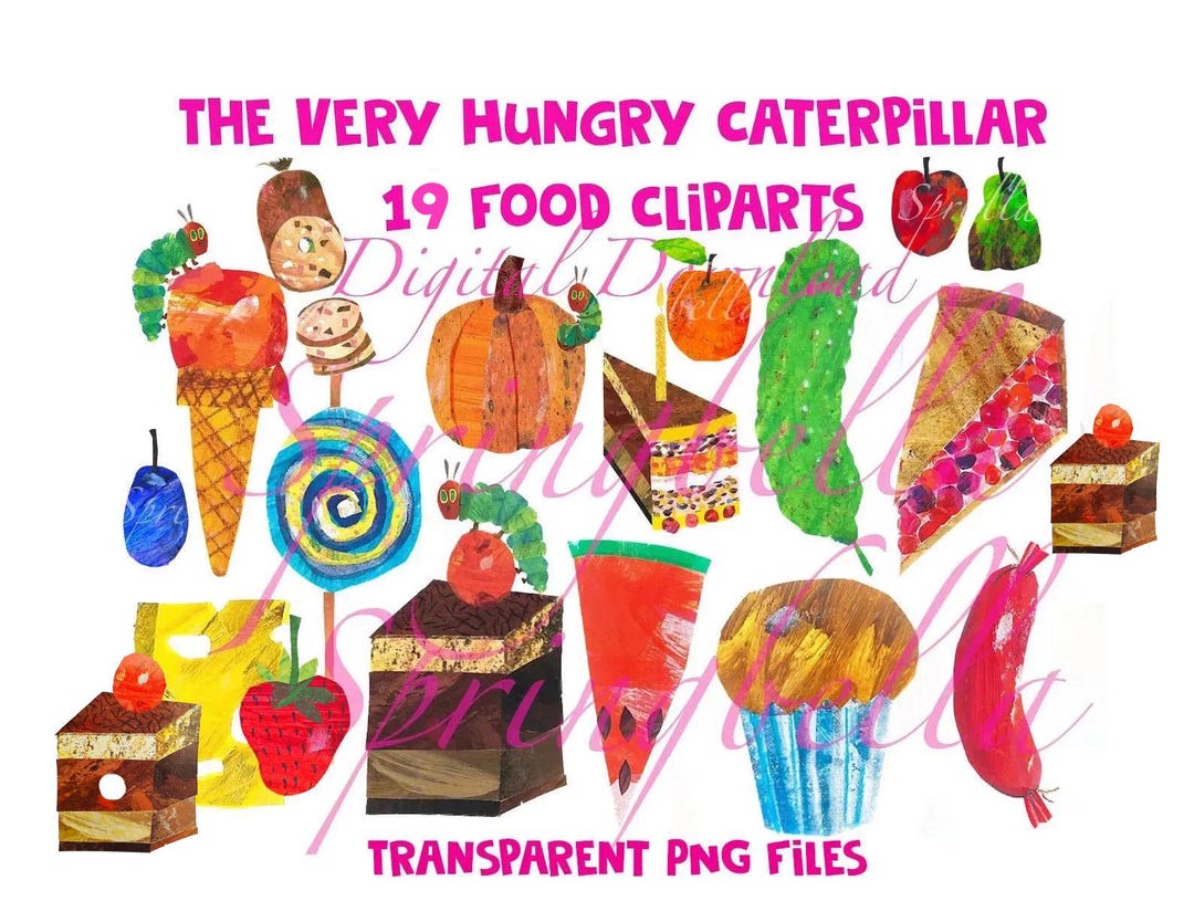 The Very Hungry Caterpillar 16 Food Clipart PNG Transparent Digital ...