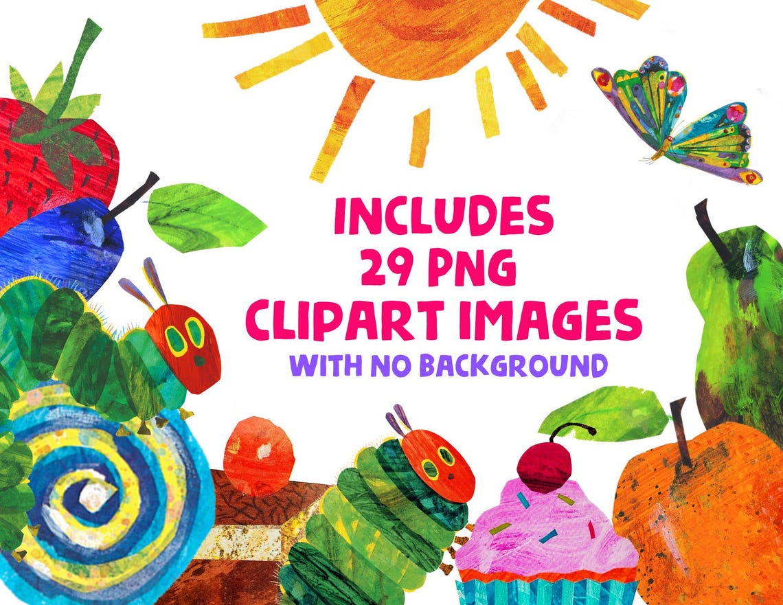 The Very Hungry Caterpillar Clipart Set Bundle Cliparts Resizable PNG ...