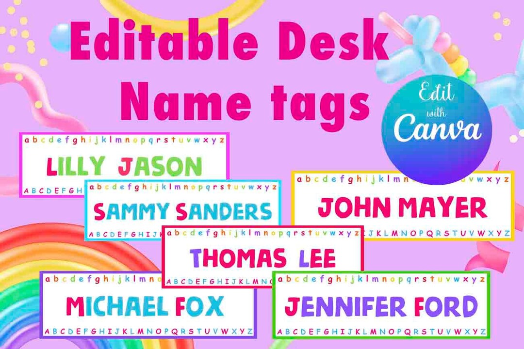 Editable Desk Name Tags in Canva Digital Download - Etsy