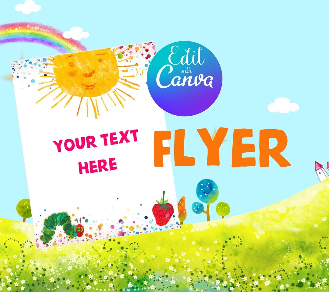 The Very Hungry Caterpillar Custom Flyer Editable in Canva - Etsy