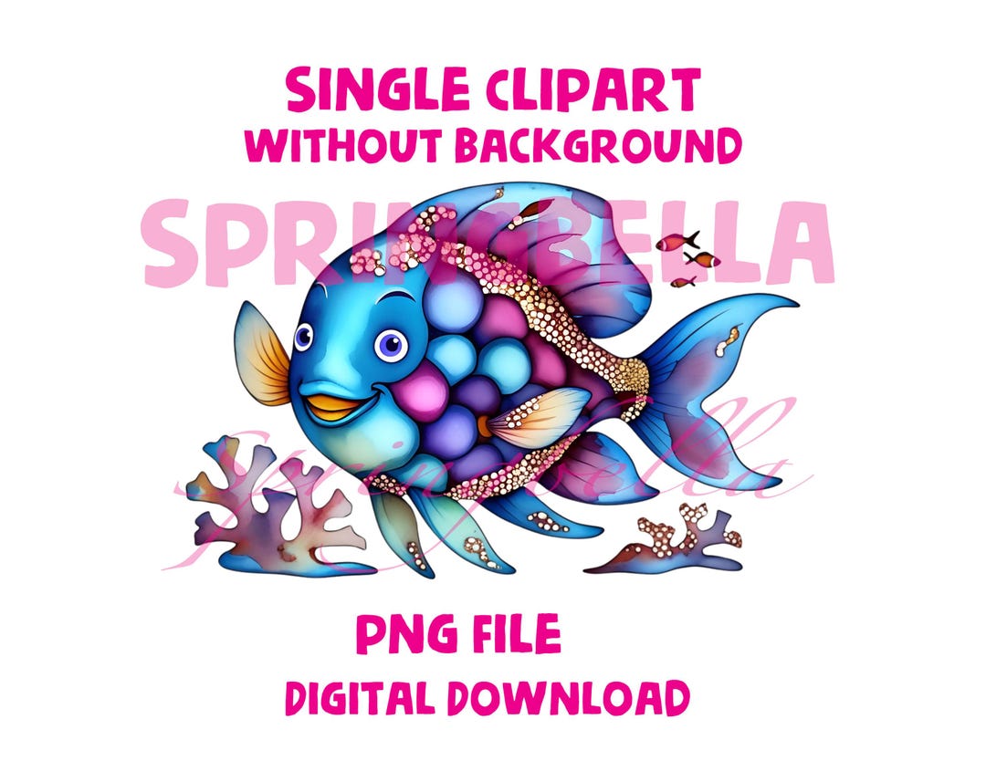 Rainbow Fish Inspired Clipart With No Background PNG Files Digital ...