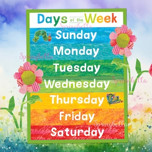 Days of the Week the Very Hungry Caterpillar Poster, Nursery Decor ...