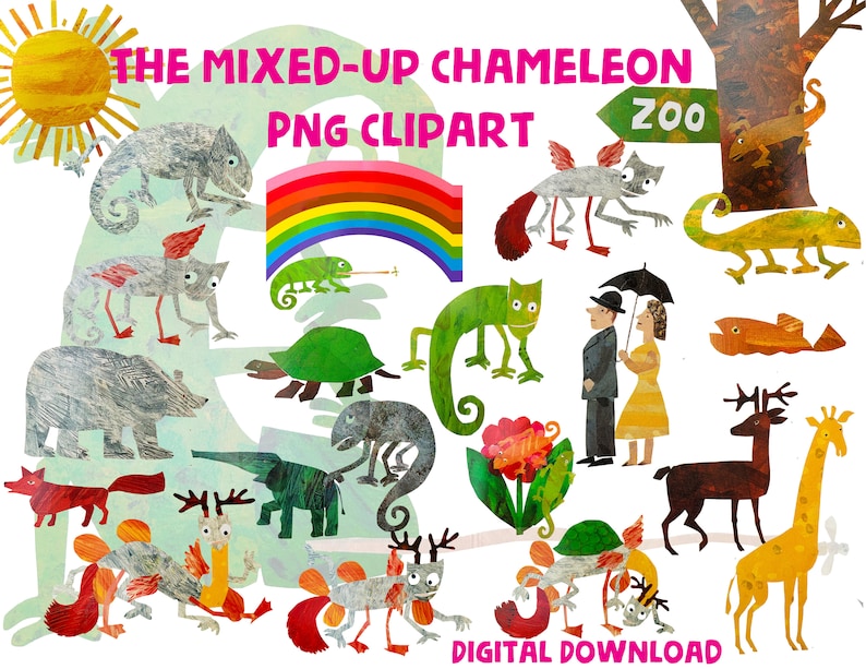 The Mixed-up Chameleon Clipart PNG Files Digital Download - Etsy