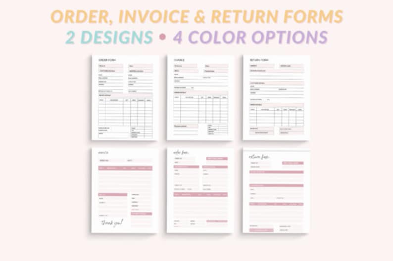 Editable Order Form Bundle Canva Template | Customizable Order Sheet Set | Business Invoice ...