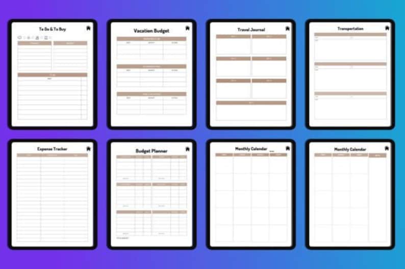 Editable Digital Travel Planner With Ease Using This Comprehensive ...
