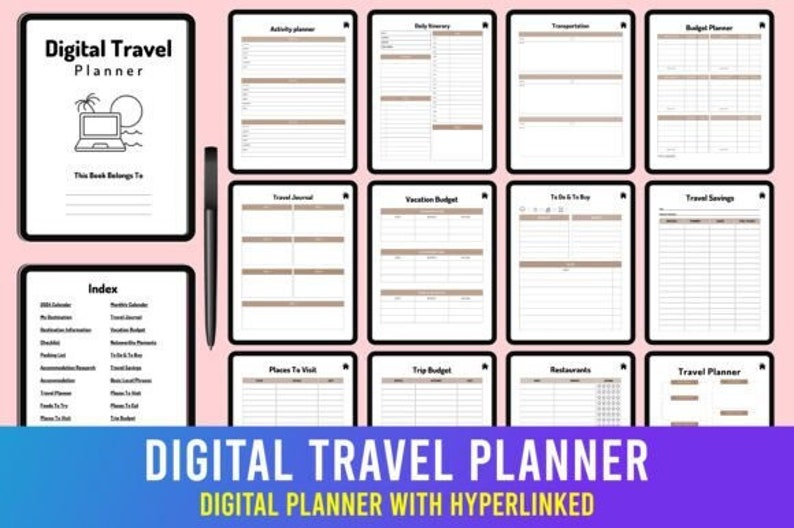 Editable Digital Travel Planner With Ease Using This Comprehensive ...