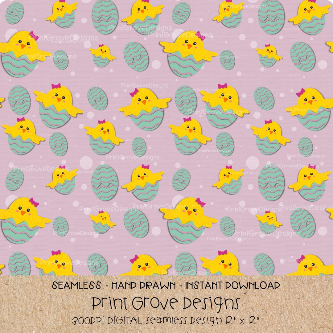 Easter Chick Seamless Pattern | Cute Spring Digital Paper | Baby Chick ...