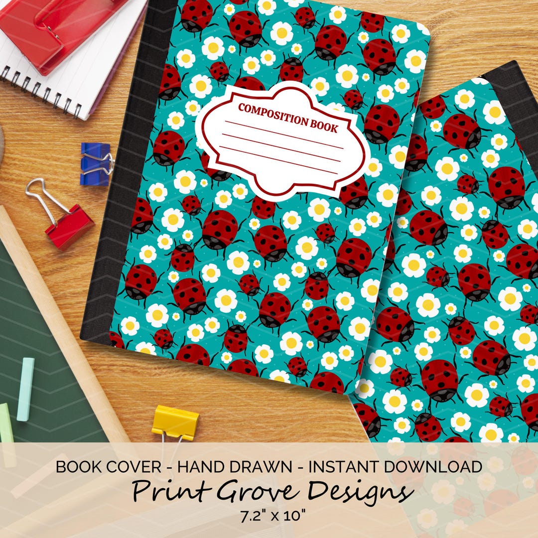 Ladybug Composition Notebook Cover: Printable School Design (PNG ...