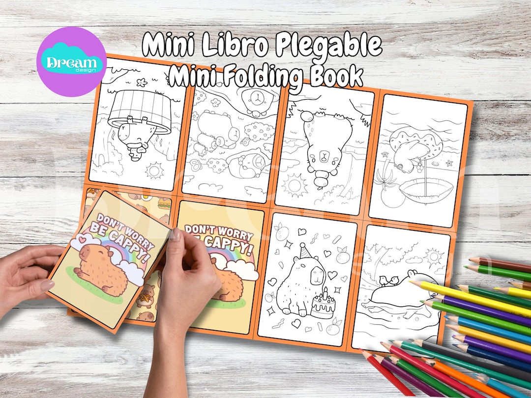 Capibara Mini Libro Plegable para colorear - Etsy España