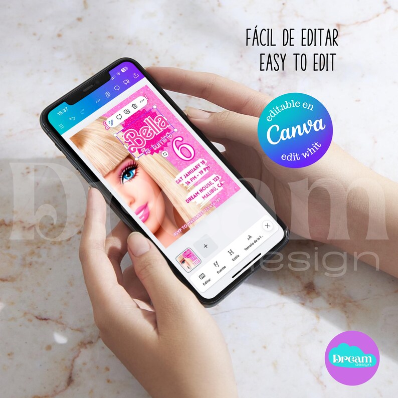 BARBIE Editable Digital Invitation Template in Canva - Etsy Australia