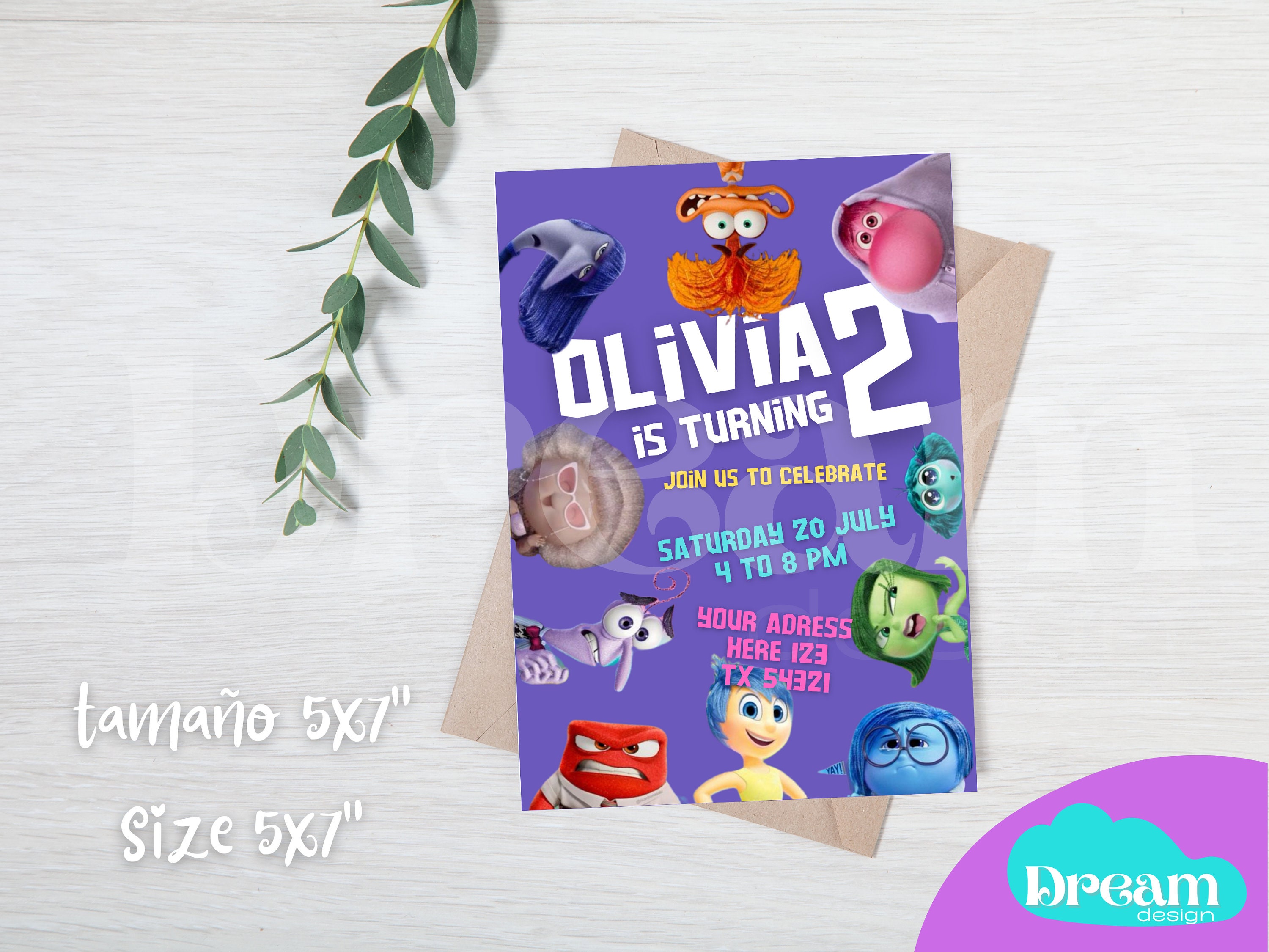 Inside Out2 Invitación de cumpleaños editable en Canva - Etsy México