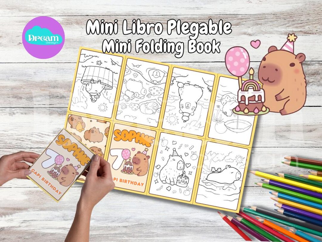 CAPIBARA Editable Mini Folding Coloring Book - Etsy