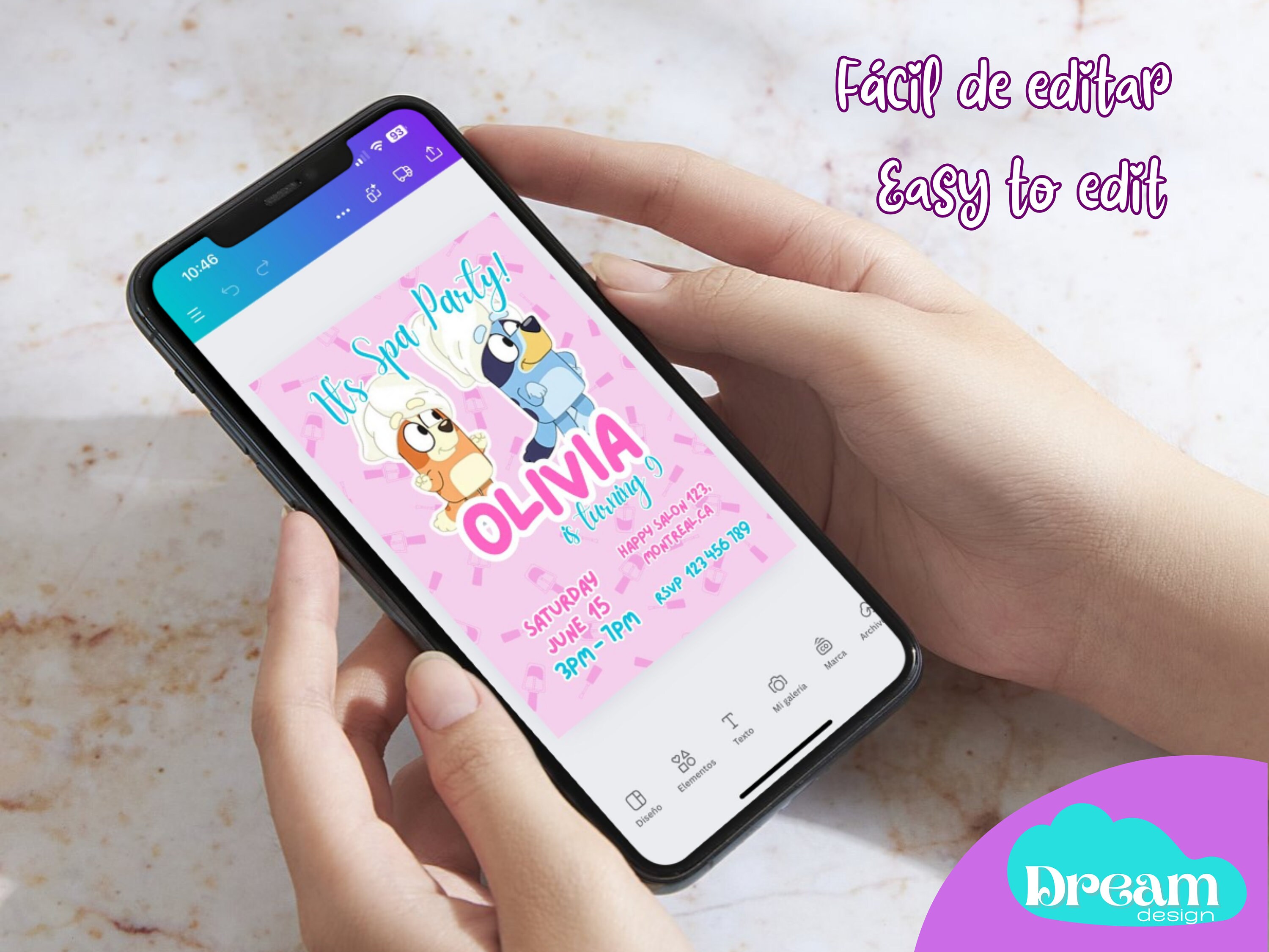 Bluey Spa Party Birthday Invitation Template, Girls - Etsy