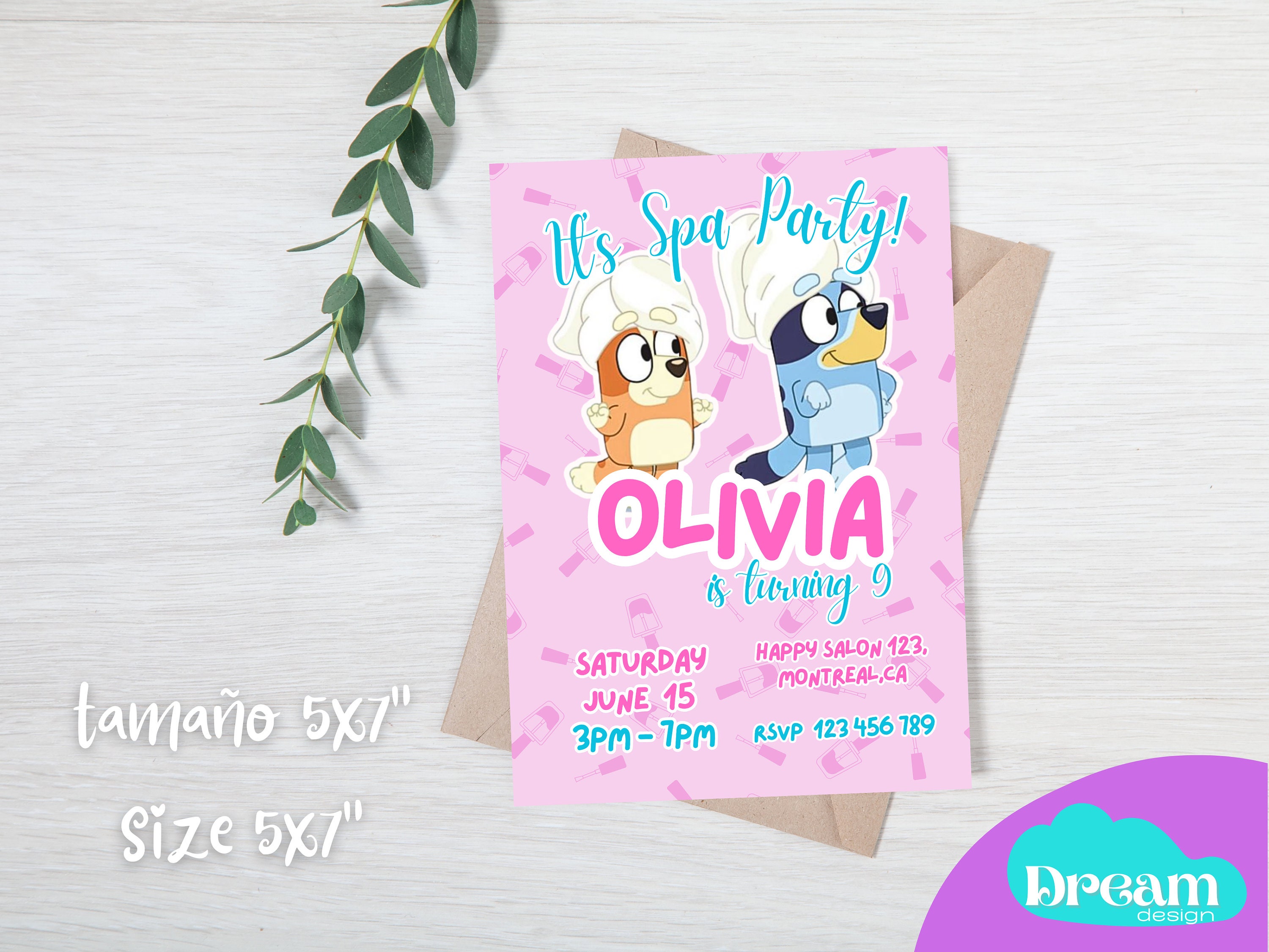 Bluey Spa Party Birthday Invitation Template, Girls - Etsy