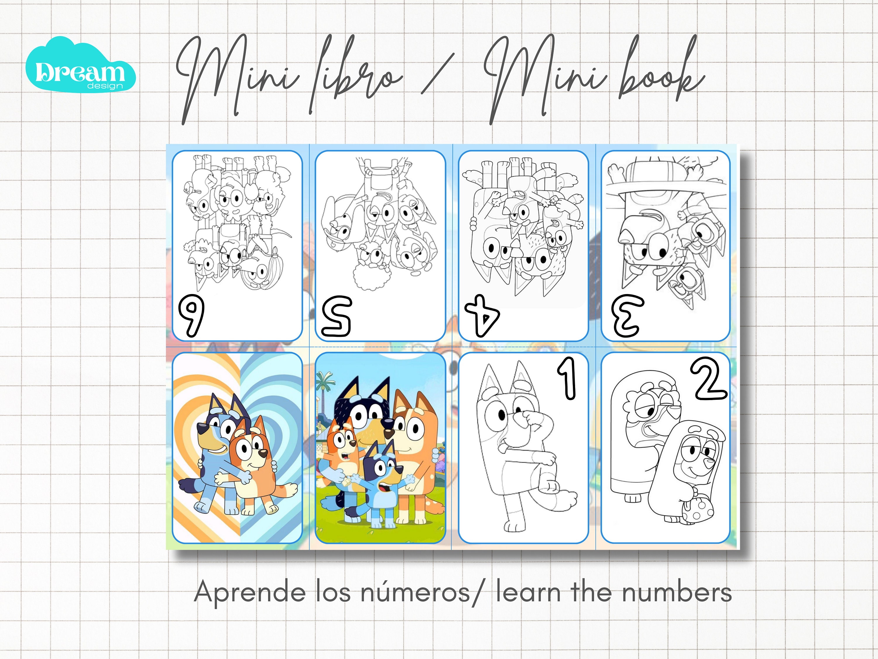 Mini Folding Book for Coloring and Learning Numbers, Bluey - Etsy